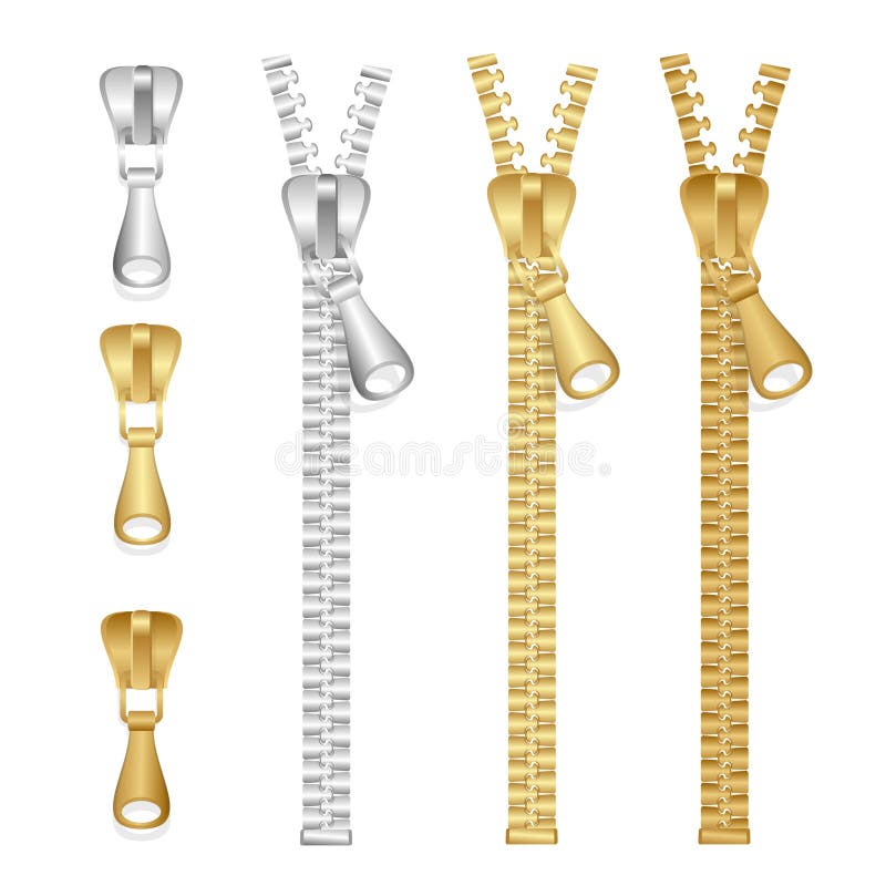 Gold zip stock vector. Illustration of handle, metaphor - 19087593
