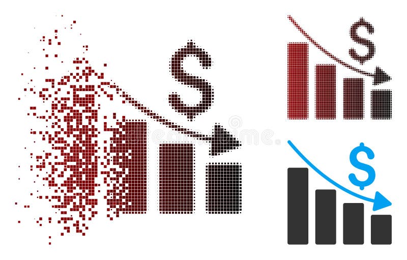 Destructed Pixel Halftone Recession Icon Stock Vector - Illustration of ...