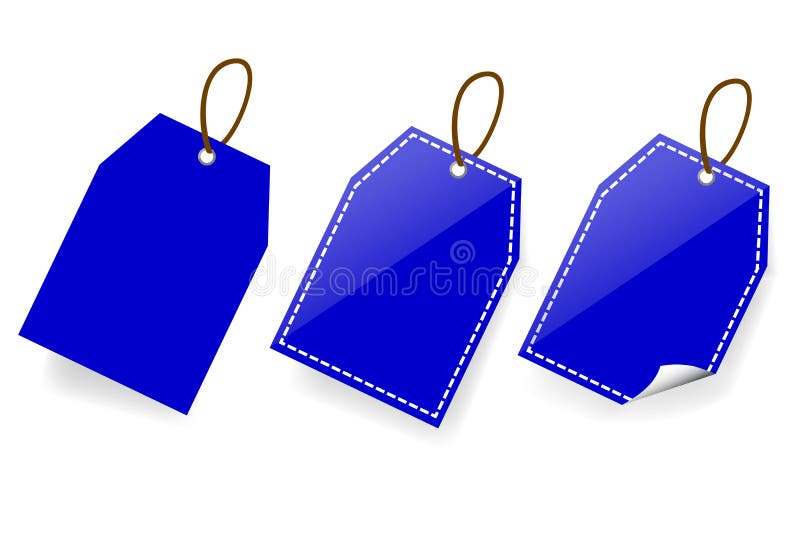 Rectangle Blue Blank Tag with Soft Shadow and Curl Effect Stock Vector ...