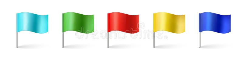 Vector Rectangle Flags Set. Icons of Pointer, Map Tag or Important Sign ...