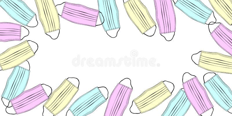 Vector Rectangle Frame Made of Blue, Pink, Yellow Medical Face Masks ...