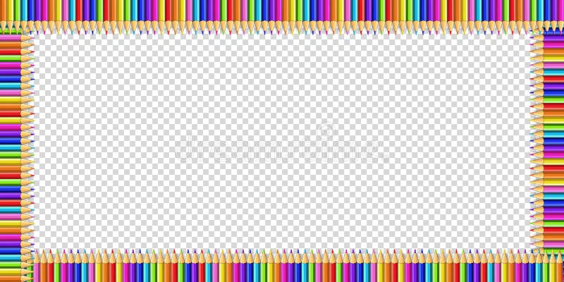 Vector Rectangle Frame Made of Multicolored Pencils on Transparent ... Vector Rectangle Frame Made of Multicolored Pencils on Transparent ...