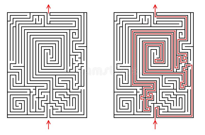 Maze Solution stock illustration. Illustration of idea - 59892103
