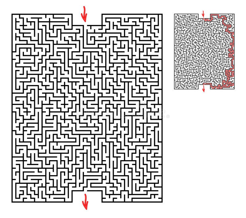 Vector Rectangular Labyrinth with Entry and Exit. Difficulty Level ...