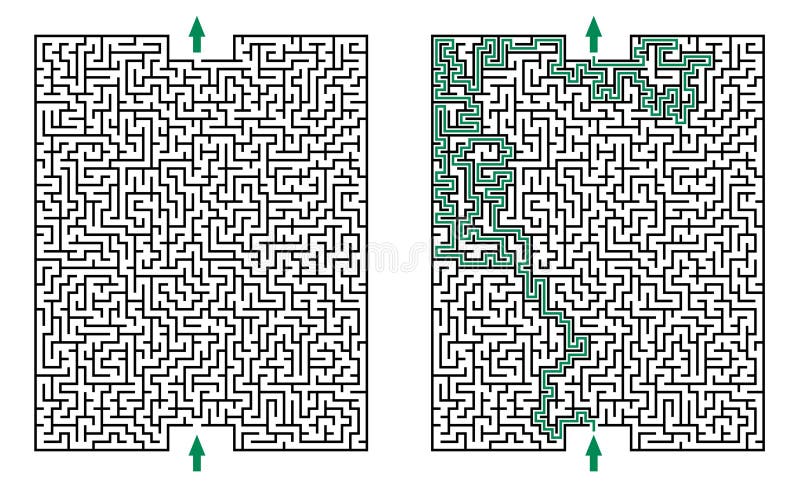 Vector Rectangular Labyrinth with Entry and Exit. Difficulty Level ...