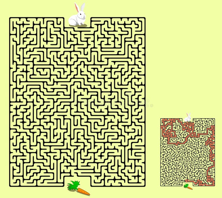Vector Rectangular Labyrinth with Entry and Exit. Difficulty Level ...
