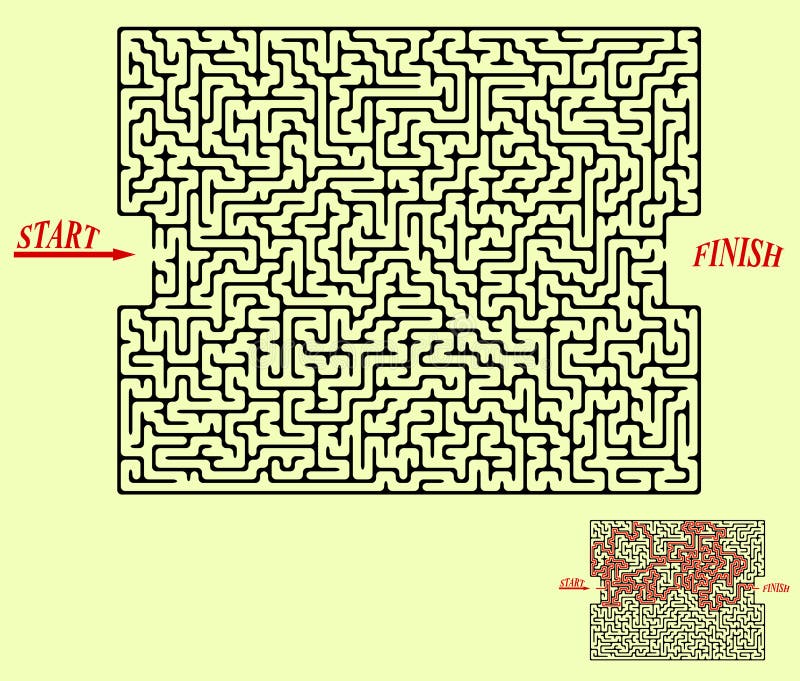 Vector Rectangular Labyrinth with Entry and Exit. Difficulty Level ...