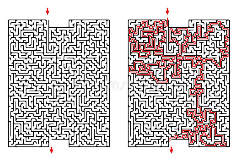 Vector Rectangular Labyrinth with Entry and Exit. Difficulty Level ...