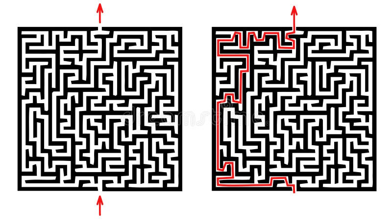 Vector Rectangular Labyrinth with Entry and Exit. Difficulty Level ...