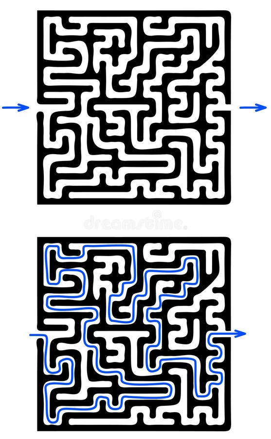 Vector Rectangular Labyrinth with Entry and Exit. Difficulty Level ...