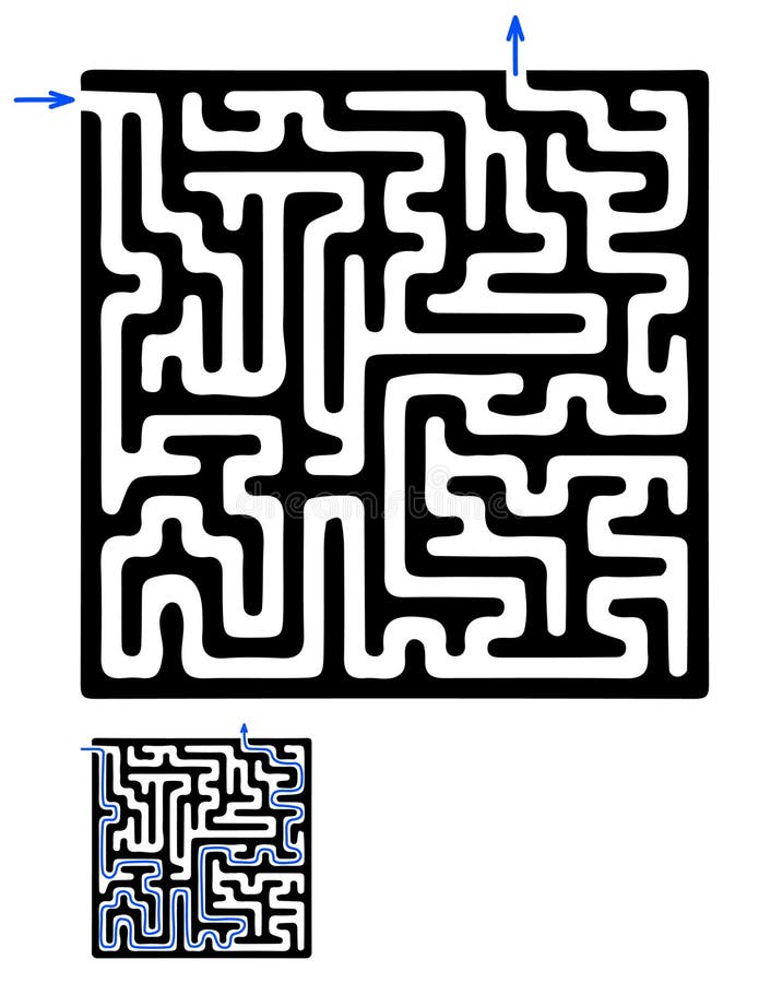 Vector Rectangular Labyrinth with Entry and Exit. Difficulty Level ...