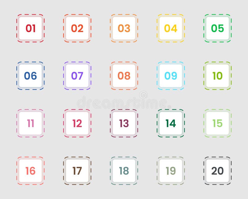 Vector Rectangular Points Numbers from One To Twenty Stock Illustration ...