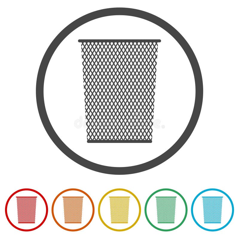 Vector Recycle Bin Trash and Garbage Icon, 6 Colors Included Stock ...