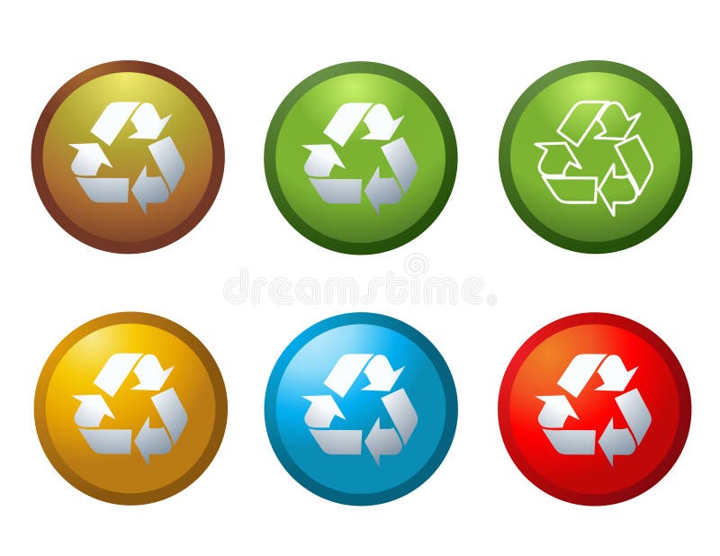 Vector Recycle Buttons Icons Stock Vector - Illustration of global ...