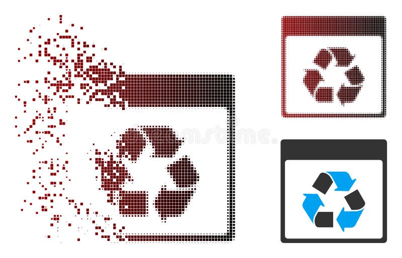 Fractured Pixel Halftone Recycle Calendar Page Icon Stock Vector ...