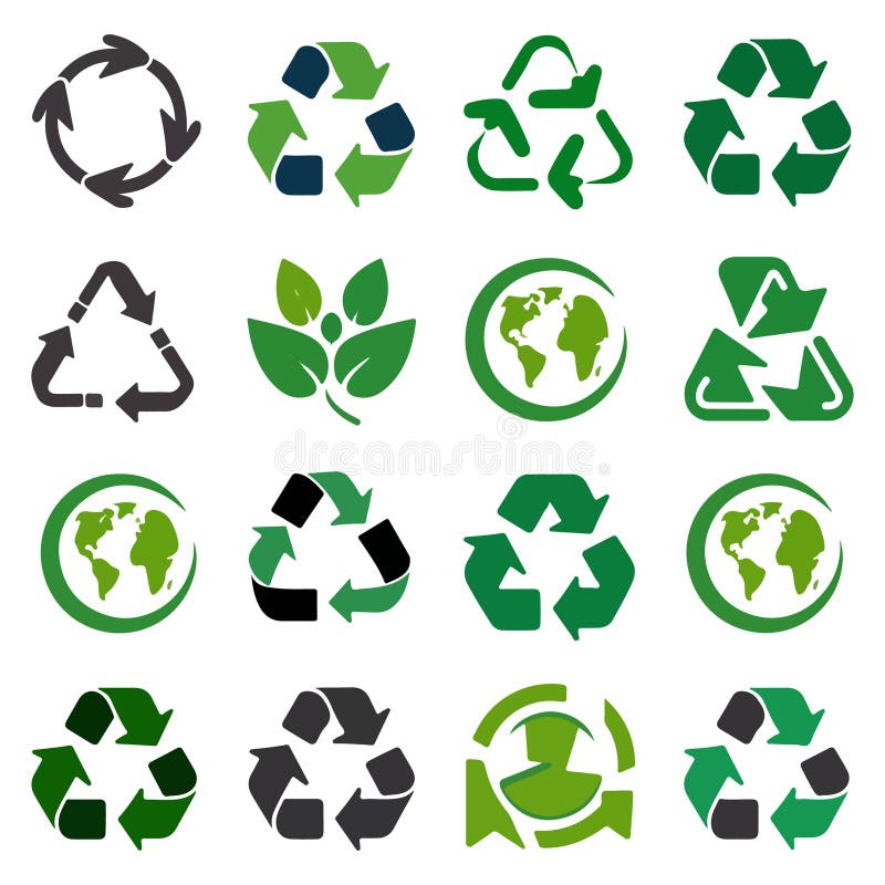 Vector Recycle Icons with Various Recycling Symbols and Styles Stock ...