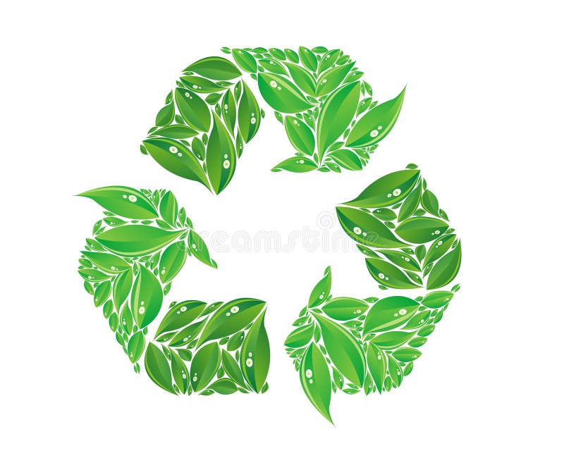 Vector Recycle Sign Made of Leaves Stock Vector - Illustration of ...