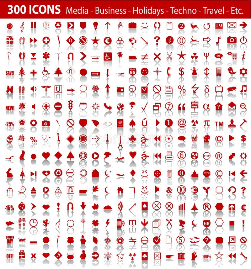 300 Vector Universal Icons Made in Outline, Color and Black Stock ...
