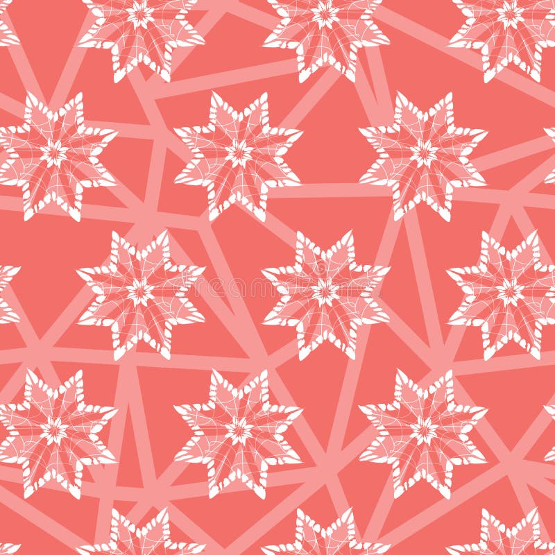 Vector Red Abstract Snowflake Stars Seamless Background 06. Suitable ...