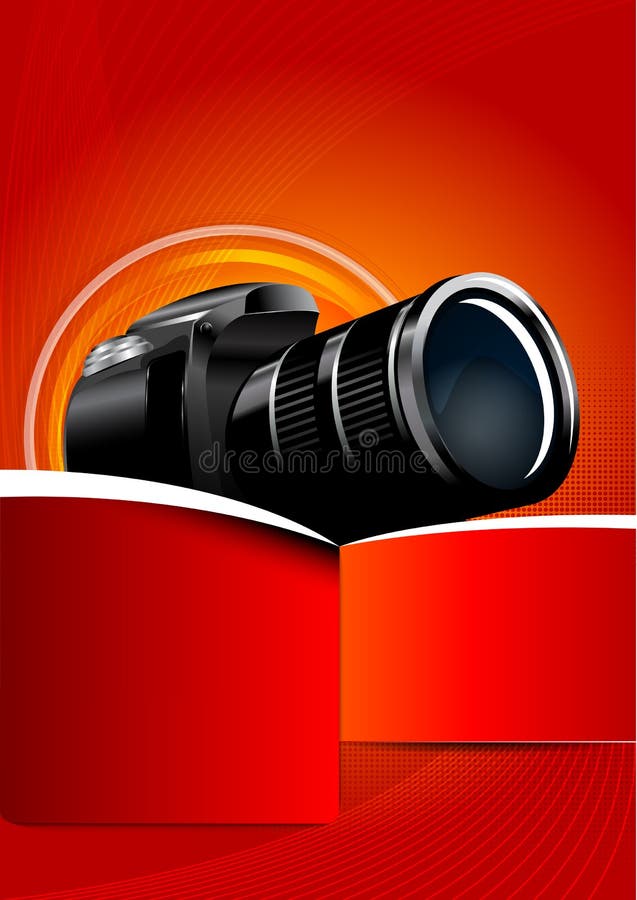 Vector Red Background with Digital Camera Stock Illustration ...