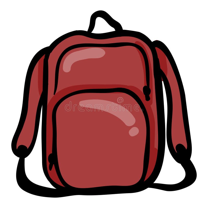 Vector Red Backpack Doodle Icon Stock Vector - Illustration of ...