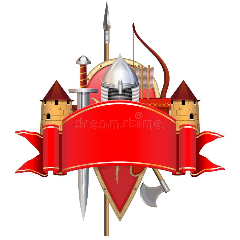 Vector Red Banner with Knight Armor Stock Vector - Illustration of ...