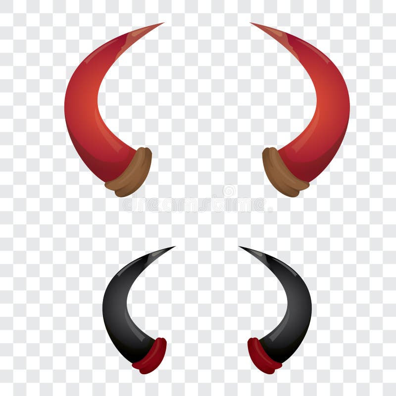 Vector Red and Black Devil Horns Isolated Stock Vector - Illustration ...