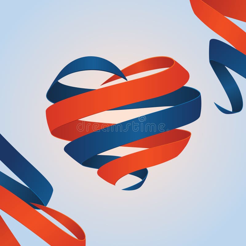 Red Ribbon Heart. stock vector. Illustration of party - 66642603