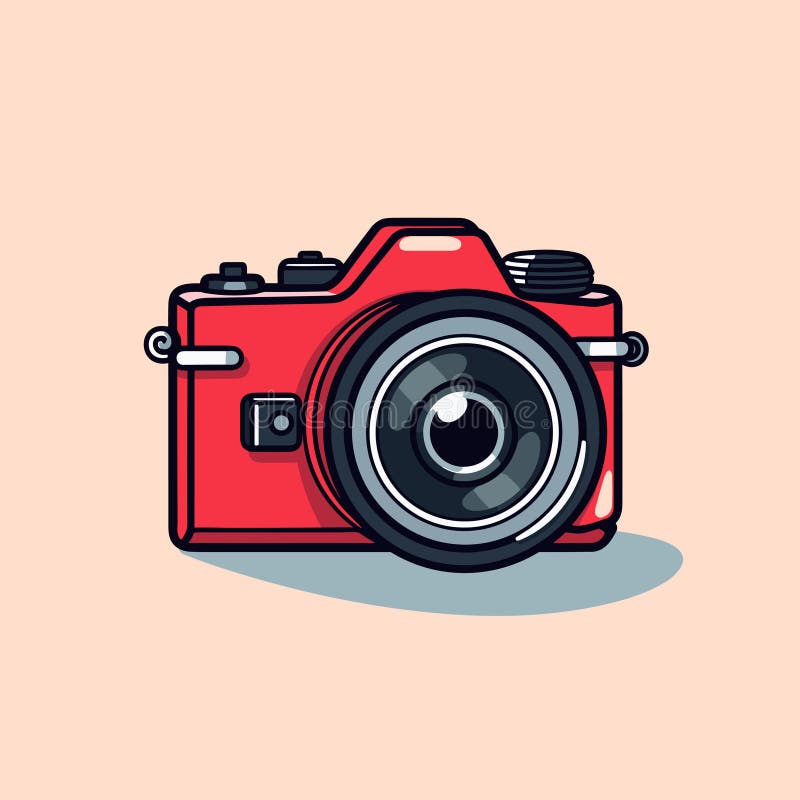 Vector of a Red Camera on a Pink Background - Icon Vector Illustration ...