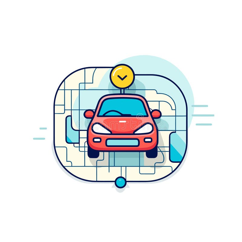 Vector of a Red Car with a Smiley Face Icon on Top, Showcasing a Fun ...