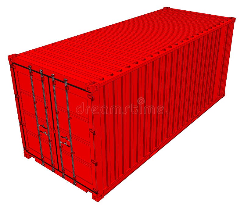 Vector of Red Cargo Container Stock Vector - Illustration of mode ...