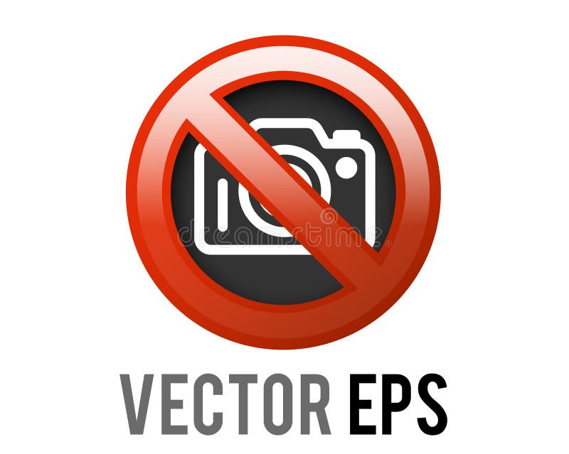 Vector Red Circle Restricted Icon with Camera Phone and Red Stroke ...