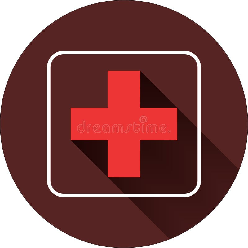 Red Cross in the Contour of a Square with a Shadow, Vector Editorial ...