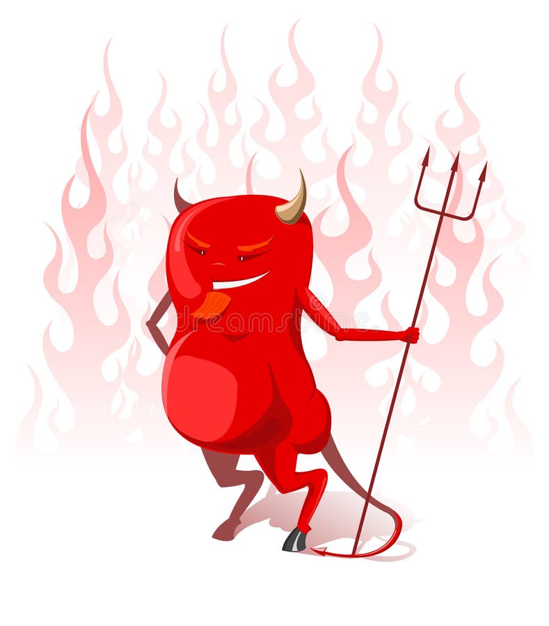 Vector Red Devil in Hell Flames Stock Vector - Illustration of death ...