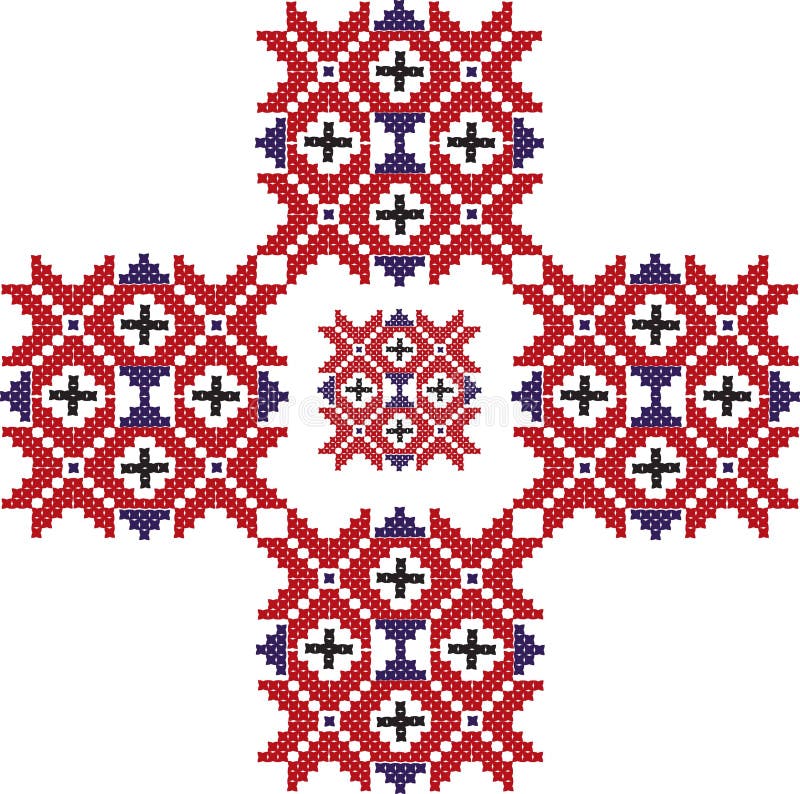 Vector Red Embroidery Pattern in Eastern Style Stock Vector ...