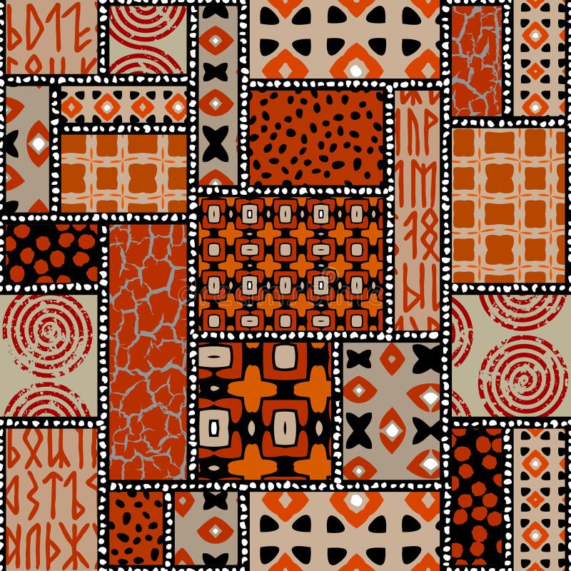 Vector Red Ethnic Tribal Pattern. Seamless Art Image. Stock Vector ...