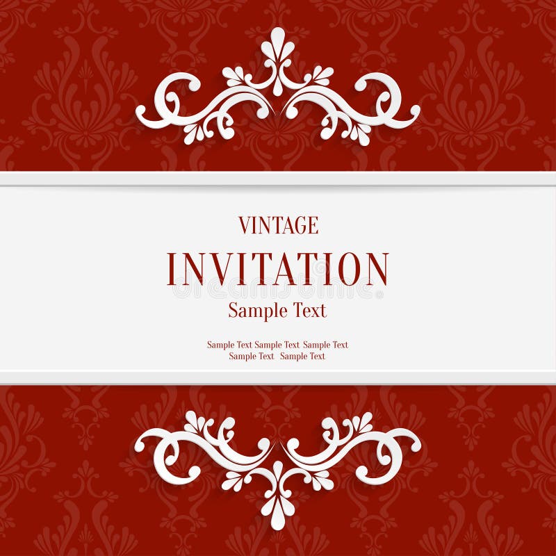 Vector Red Floral 3d Christmas Invitation Cards Background Stock Vector ...