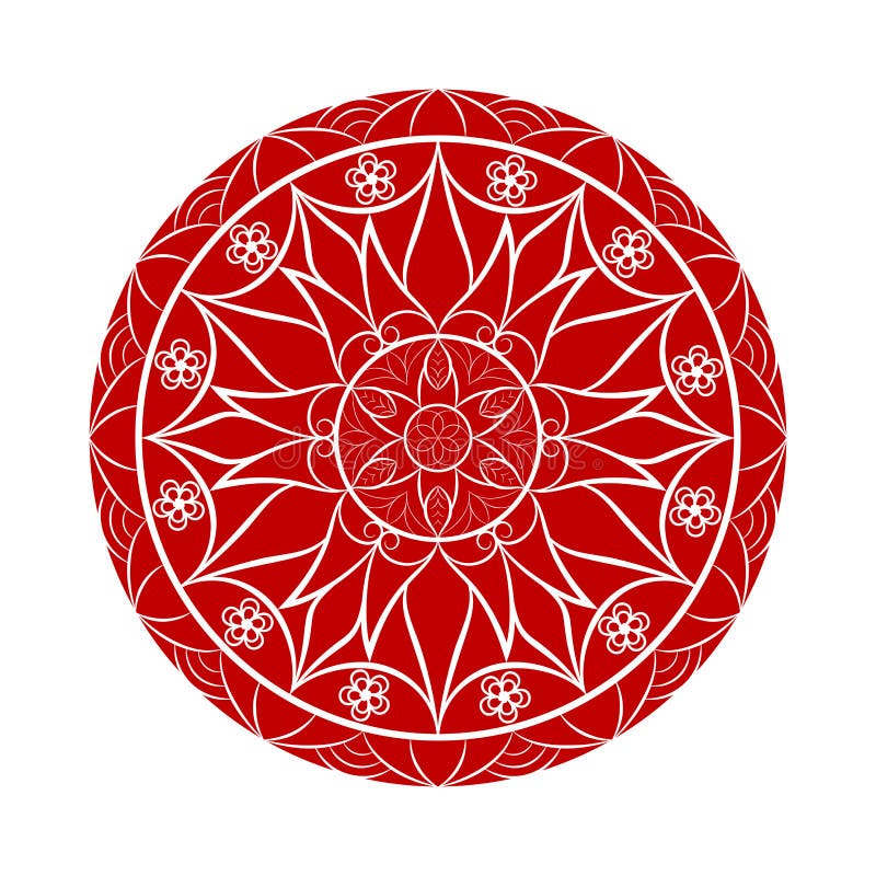 Vector Red Flower Mandala Over White Stock Vector - Illustration of ...
