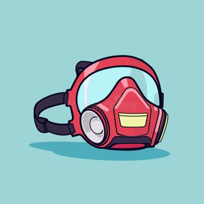 Vector of a Red Gas Mask on a Blue Background - Vector Illustration ...