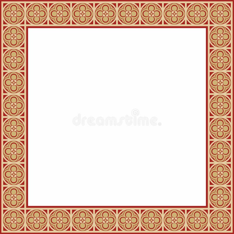 Vector Red and Gold Square Gothic Ornament. Stock Illustration ...