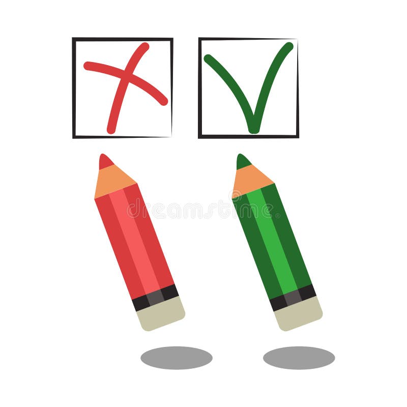 Vector Red and Green Pencil, Wrong and Right Choice Stock Illustration ...