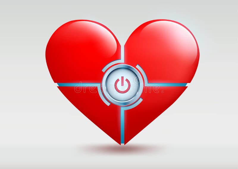 Vector Red Heart with a Button Stock Illustration - Illustration of ...