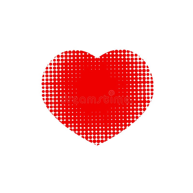 Vector Red Heart with Halftone Effect. Stock Illustration ...