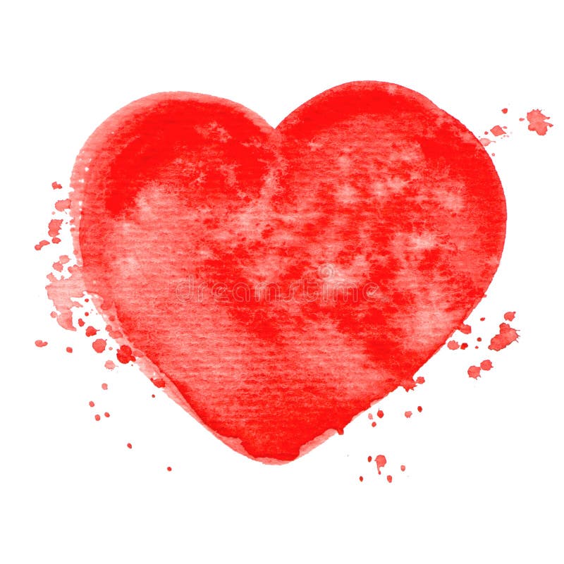 Vector Red Heart Watercolor Paint Texture Isolated on White Stock ...