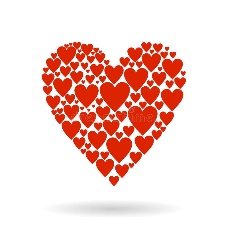 Red Heart Made Up of Many Red Hearts of Different Sizes. Stock Vector ...