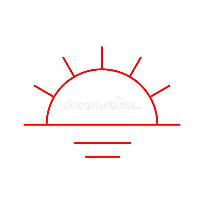 Vector Illustration of a Red Sunset Over a Lake in the Mountains ...