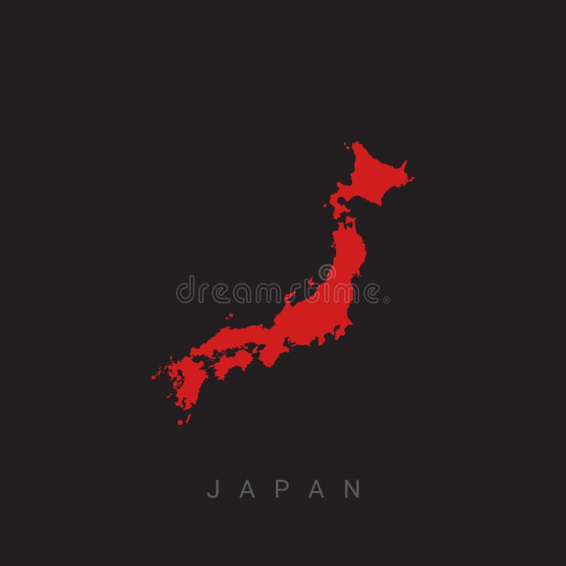 Vector Red Japan Map on Black Background Stock Vector - Illustration of ...