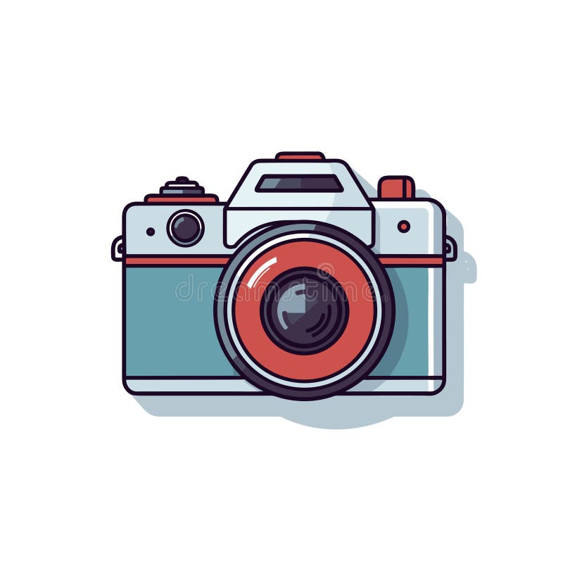 Vector of a Red Camera with a Blue Lens on a White Background Stock ...