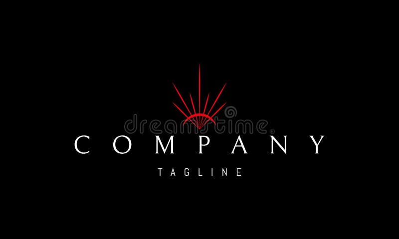 Vector Red Logo with an Abstract Image of the Moon with Rays of Light ...