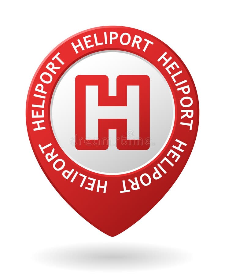Vector Red Map Pointer of Heliport Stock Vector - Illustration of plane ...